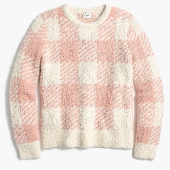 J. Crew | Sweaters | J Crew Boucl Buffalo Check Sweater Crew Neck ...